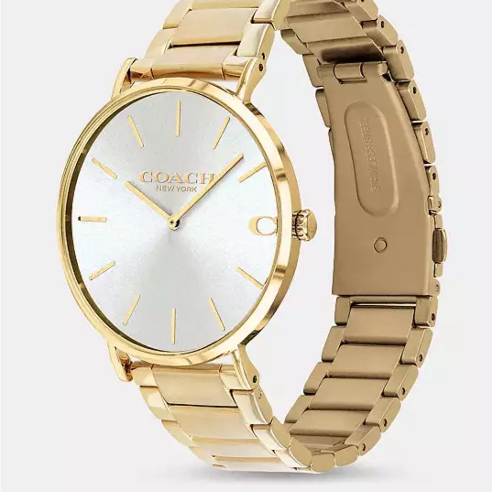 Coach Charles Silver Dial Gold Steel Strap Watch For … - Gem